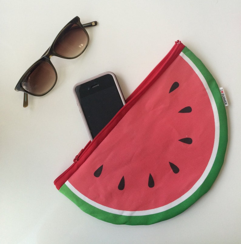 Watermelon Summer Time Zipper Pouch Set - Big Clutch Zipper Pouch and a ...