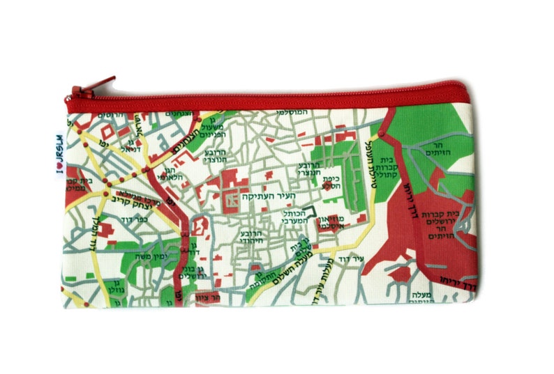 Jerusalem Map Pencil Case Zipper Pouch A Souvenir From | Etsy