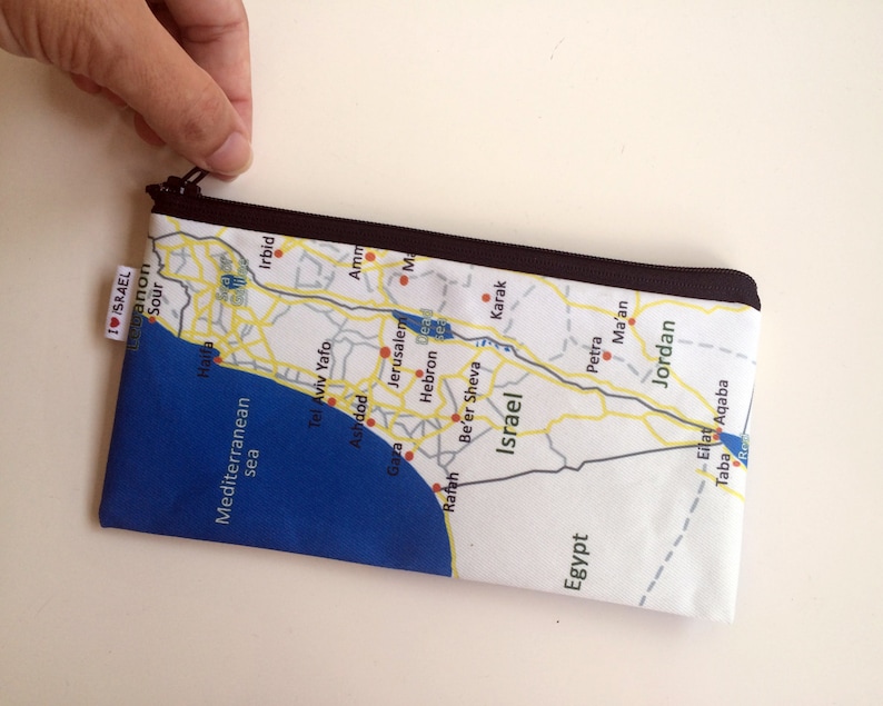 Israel Map Pencil Case, Zipper Pouch, Souvenir From Israel, Holy Land ...