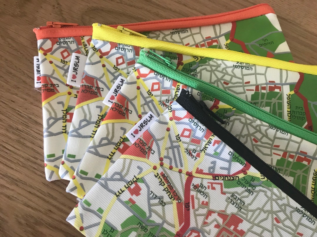Jerusalem Map Pencil Case Zipper Pouch A Souvenir From - Etsy