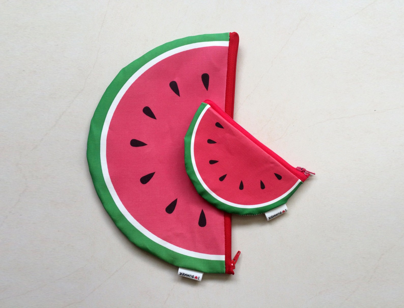 Watermelon Summer Time Zipper Pouch Set - Big Clutch Zipper Pouch and a ...