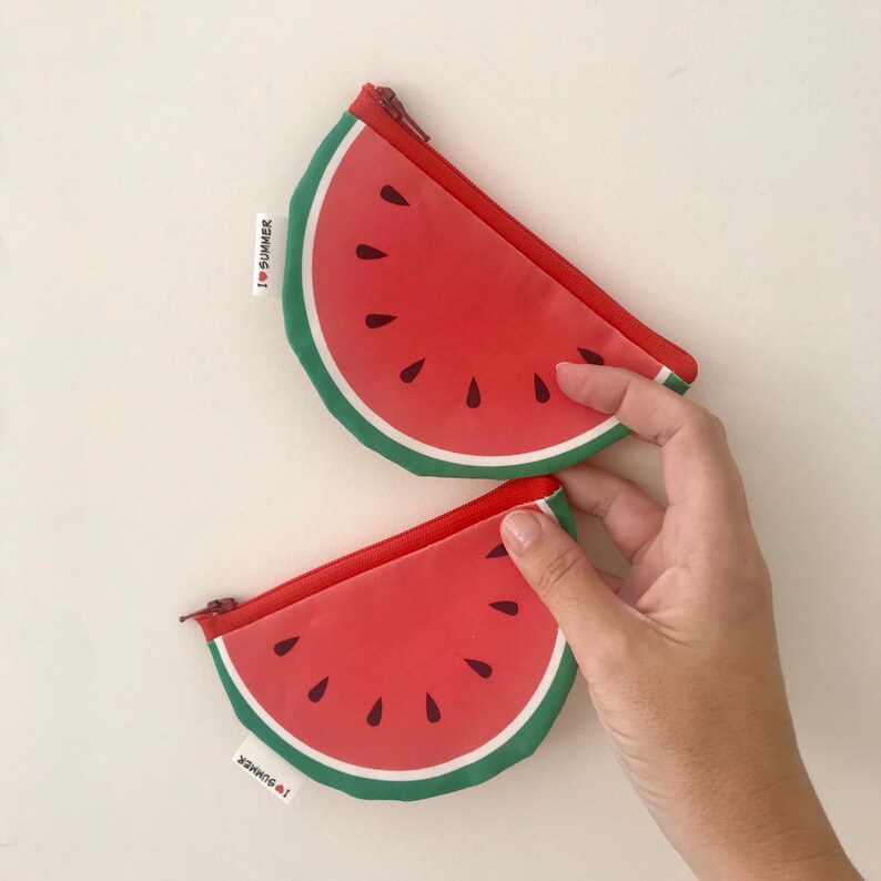 Watermelon Summer Time Zipper Pouch Set - Big Clutch Zipper Pouch and a ...