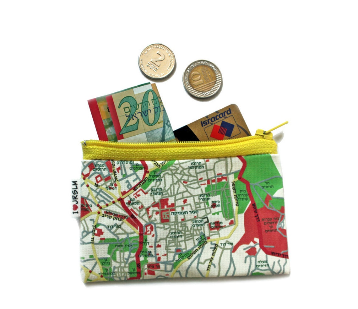Coin Purse Wallet Zipper Pouch JERUSALEM Map Wallet Souvenir From ...