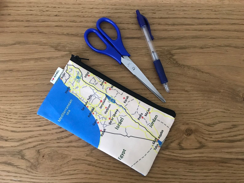 Israel Map Pencil Case, Zipper Pouch, Souvenir From Israel, Holy Land ...