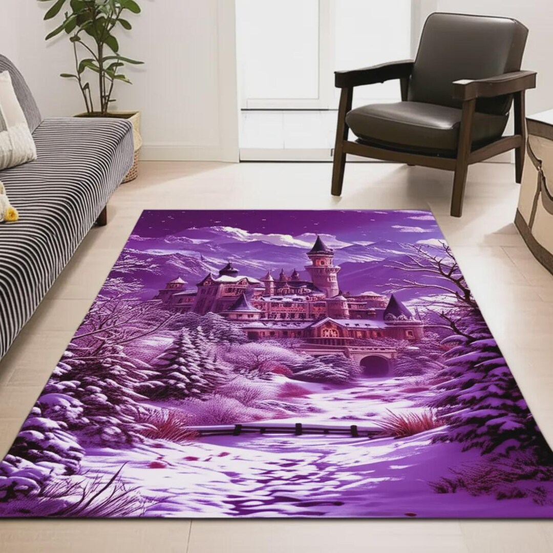 Winter Castle Rug, Custom Fantasy Theme Area Carpet, Snowy Princess ...