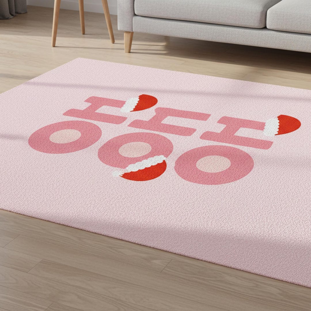 Festive Korean Santa Eco Rug | K-pop Holiday Decor | Playful Christmas ...