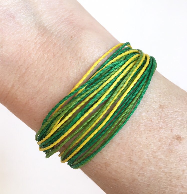 Green and yellow adjustable string bracelet waterproof beach | Etsy