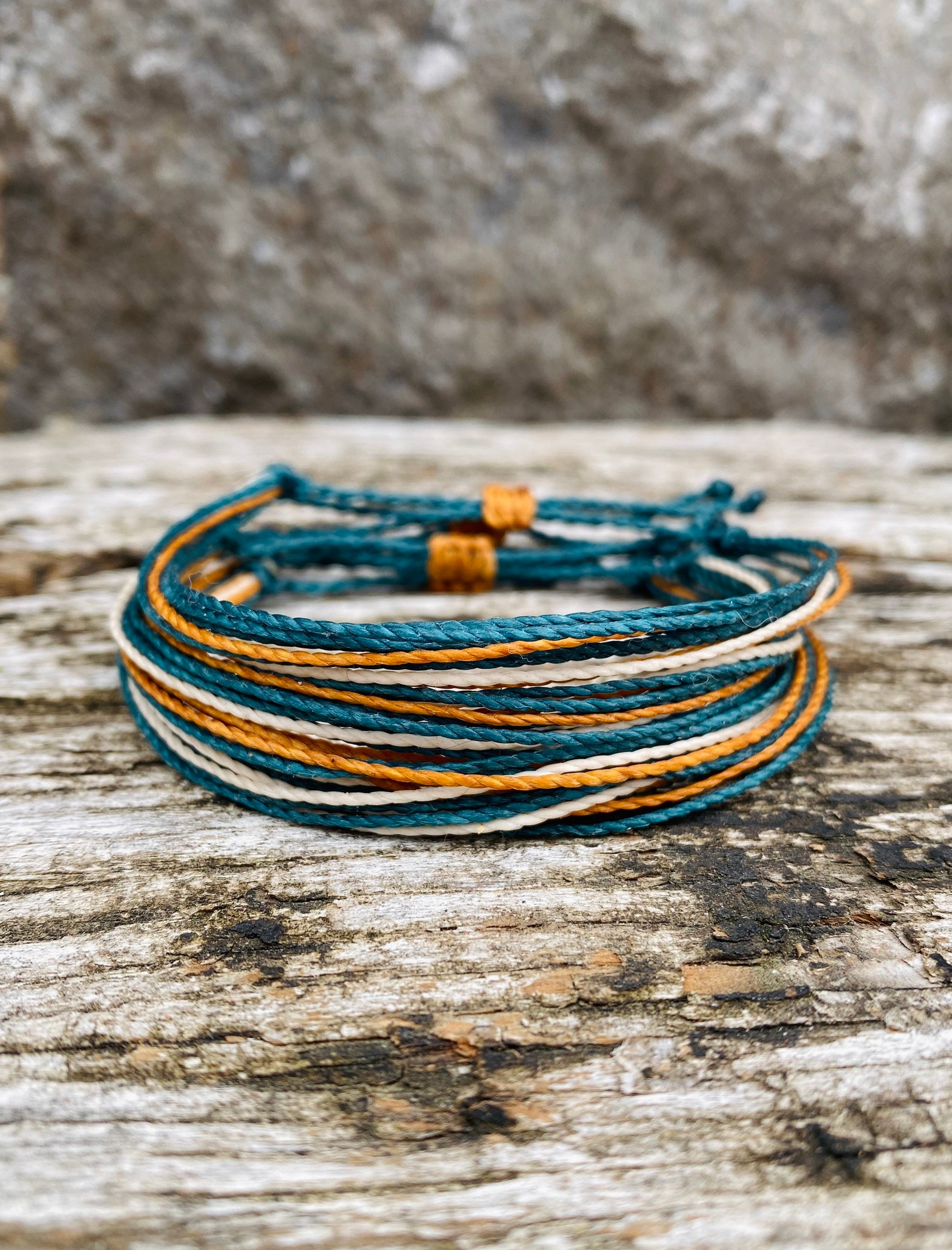 Waterproof String Bracelet for Men Teal and Camel - Etsy