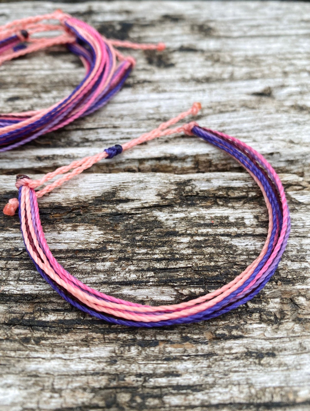 Adjustable Pink String Bracelet Waterproof Beach Waxed Cord - Etsy