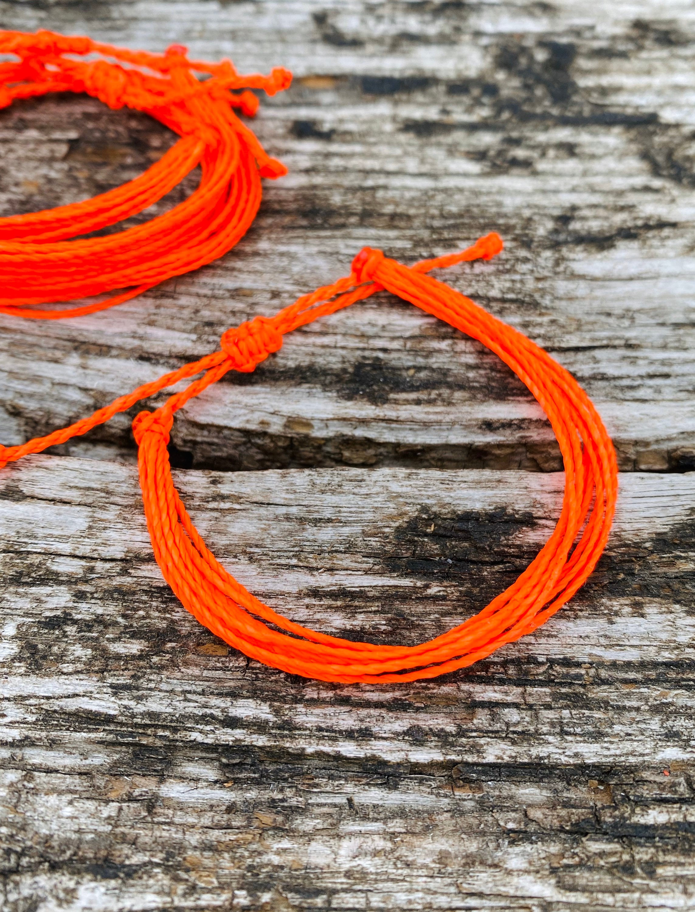 Neon orange string bracelet waterproof adjustable waxed cord | Etsy