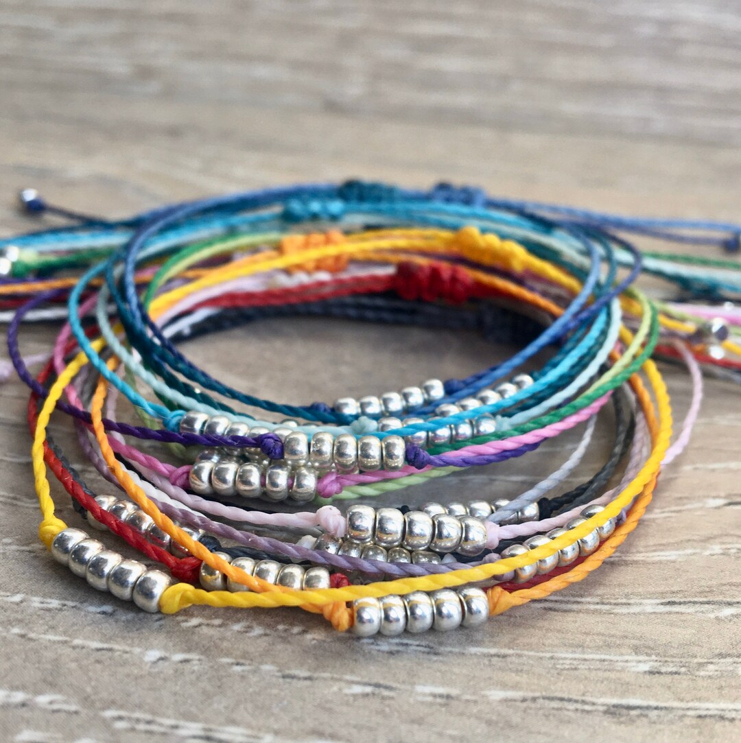 Tiny Beaded String Bracelet or Anklet, Adjustable Minimalist Jewelry ...