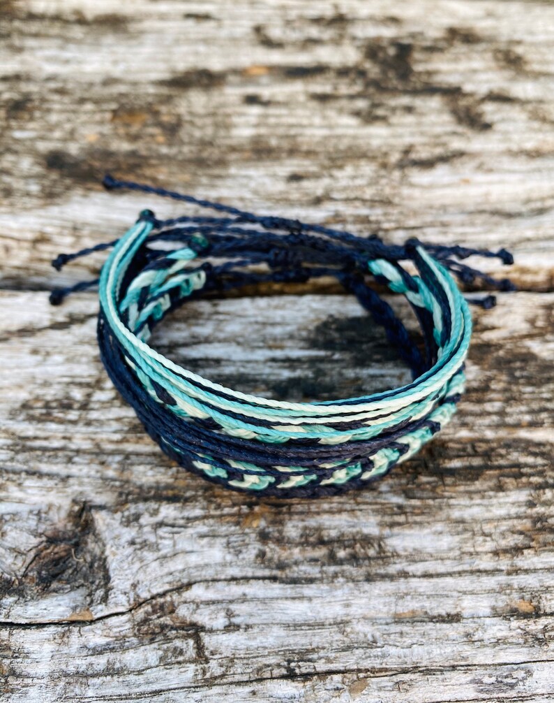 Matching Surfer Bracelet Pack for Men Aqua and Navy String - Etsy