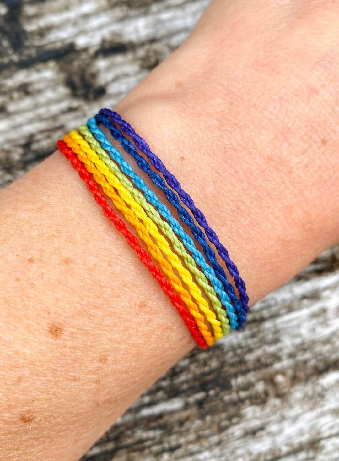 Rainbow String Bracelet: Adjustable Waxed Cord Macrame Pride Jewelry - Etsy