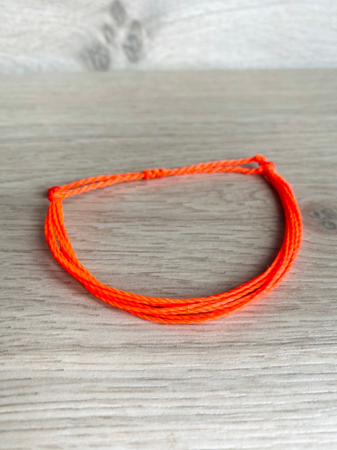 Neon Orange String Bracelet Waterproof Adjustable Waxed Cord Anklet ...