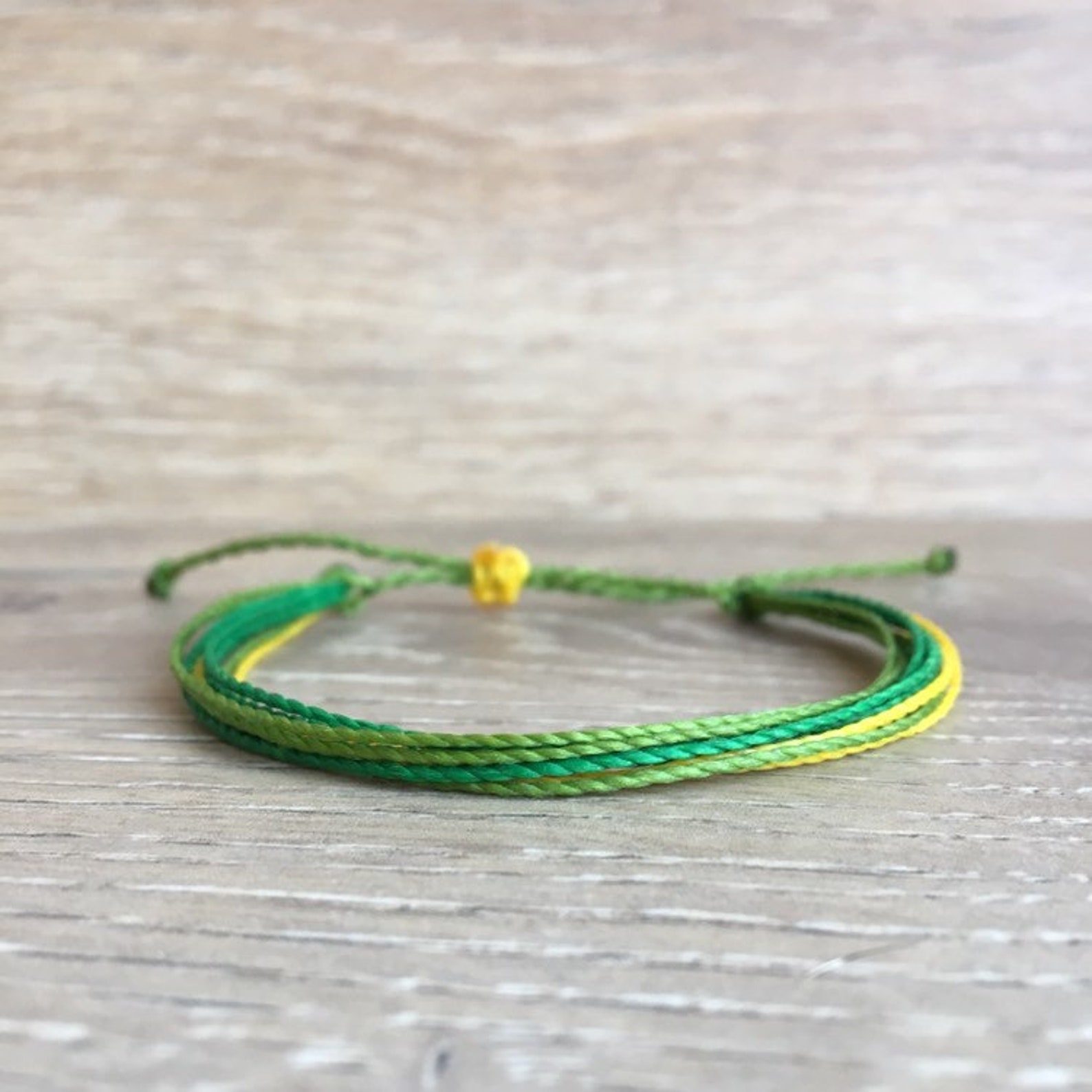Green and Yellow Adjustable String Bracelet Waterproof Beach - Etsy
