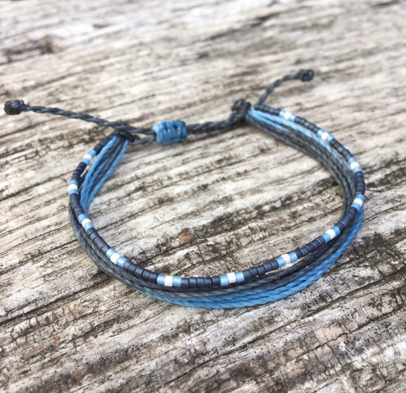 Blue String Bracelet With Miyuki Beads Adjustable Beaded - Etsy