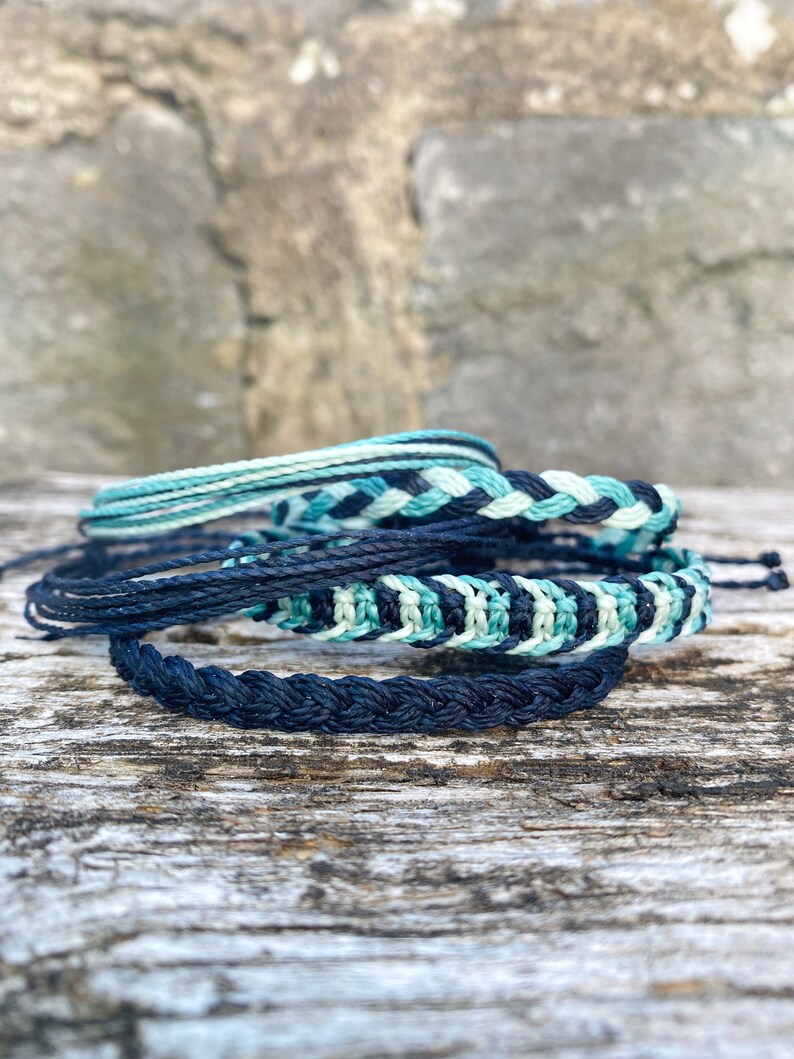 Matching Surfer Bracelet Pack for Men Aqua and Navy String - Etsy