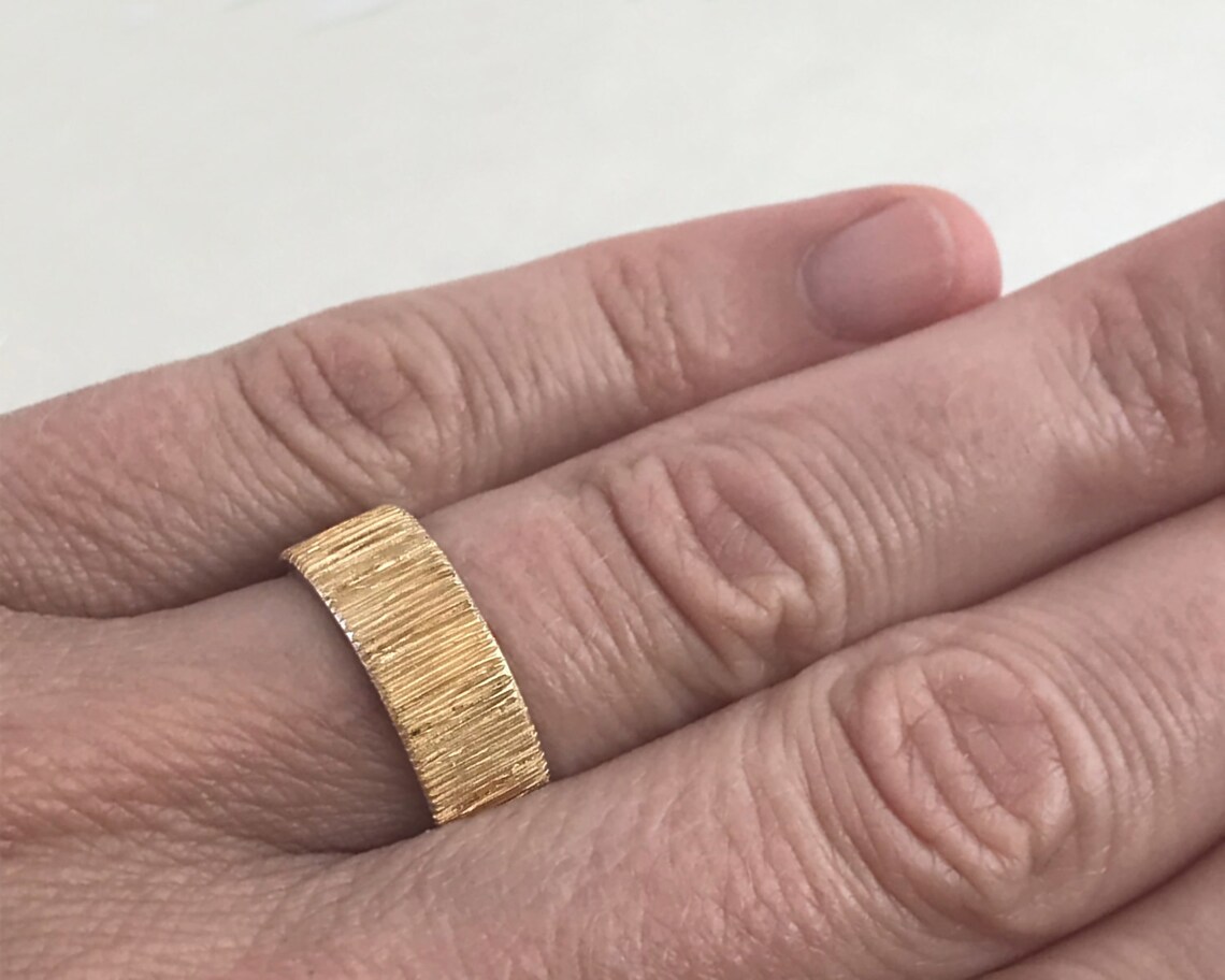 Textured Wedding Ring Solid Gold Wedding Ring Unique Wedding - Etsy