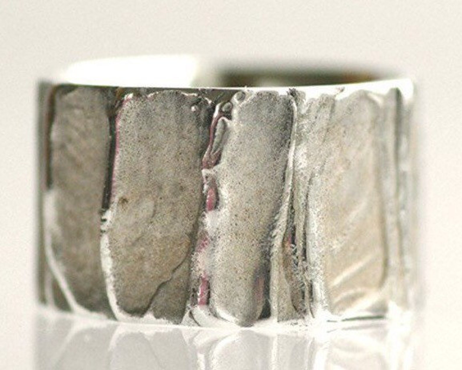 Rustic Sterling Silver Wedding Ring Sculptured Men's - Etsy