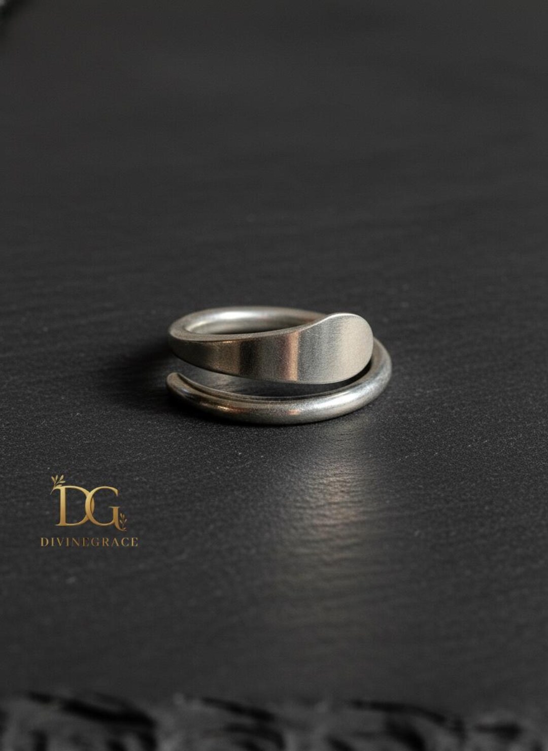 Hammered Sterling Silver Adjustable Open Wrap Ring, Minimalist ...