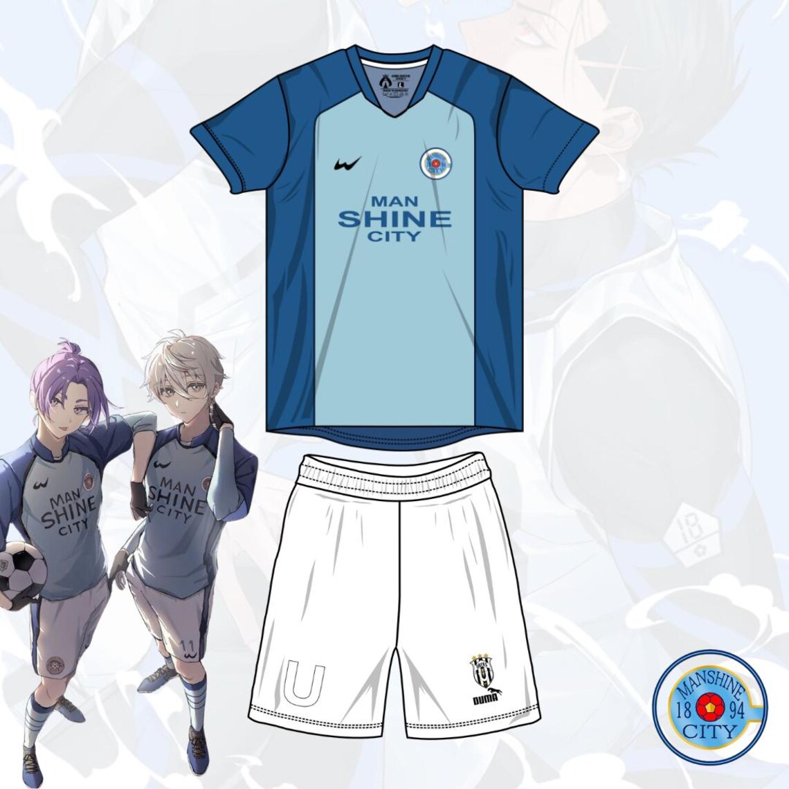 Blue Lock Manshine Jersey Football Jersey/ Jersey Blue Lock Yoichi ...