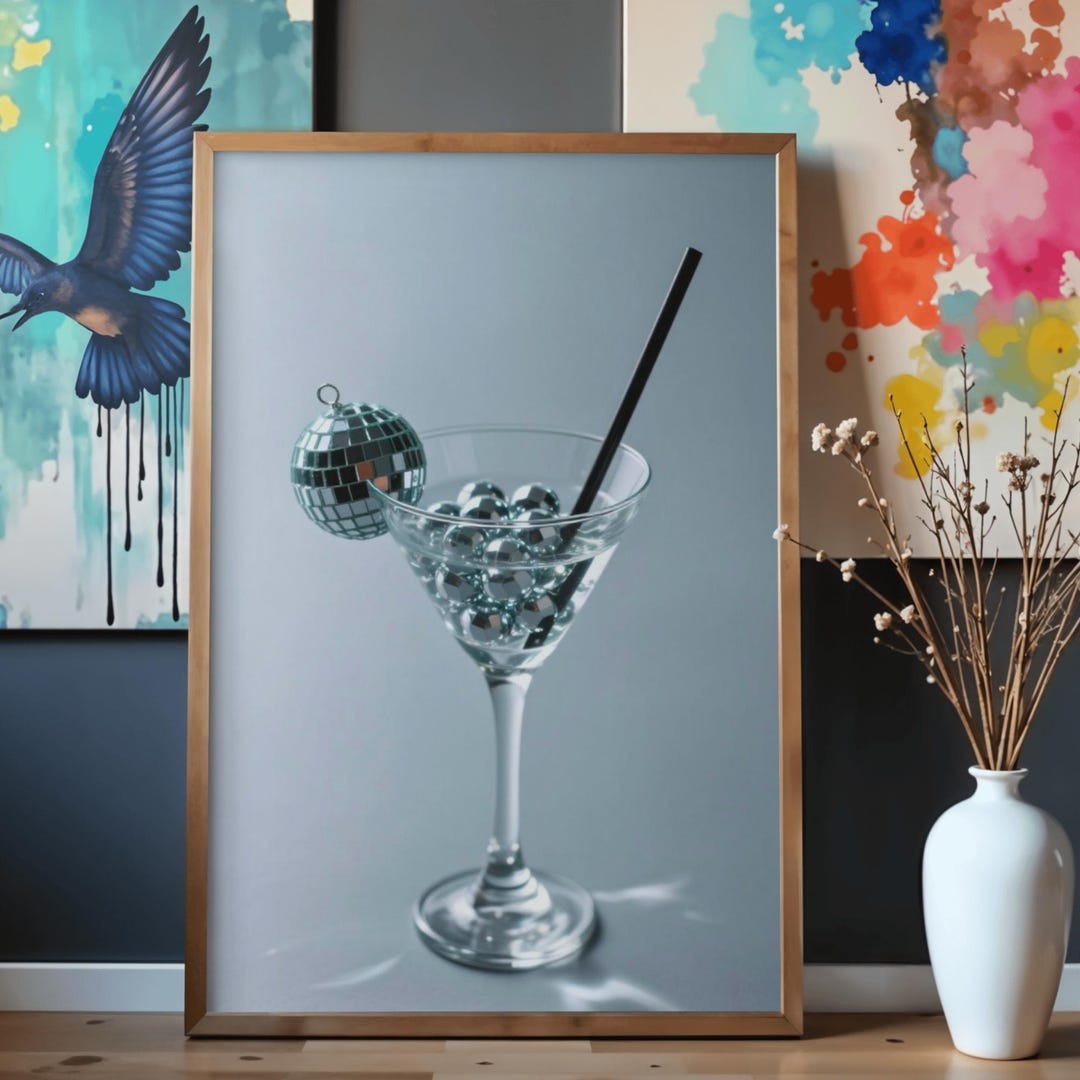 Disco Ball Martini Print – Glam Home Bar Decor (digital Download) - Etsy