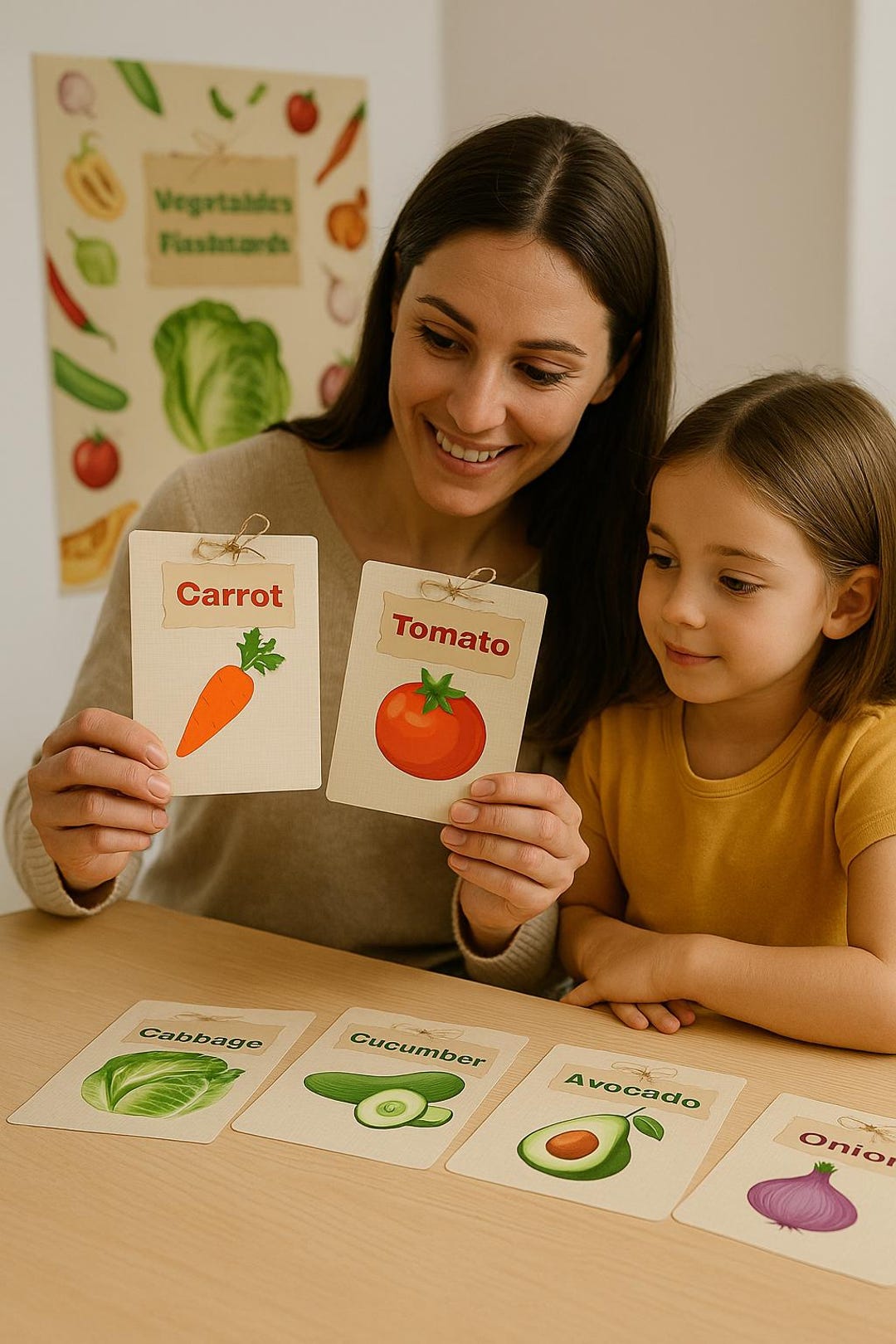 Vegetable Flashcards for Kids | Montessori Learning Cards | Toddler ...