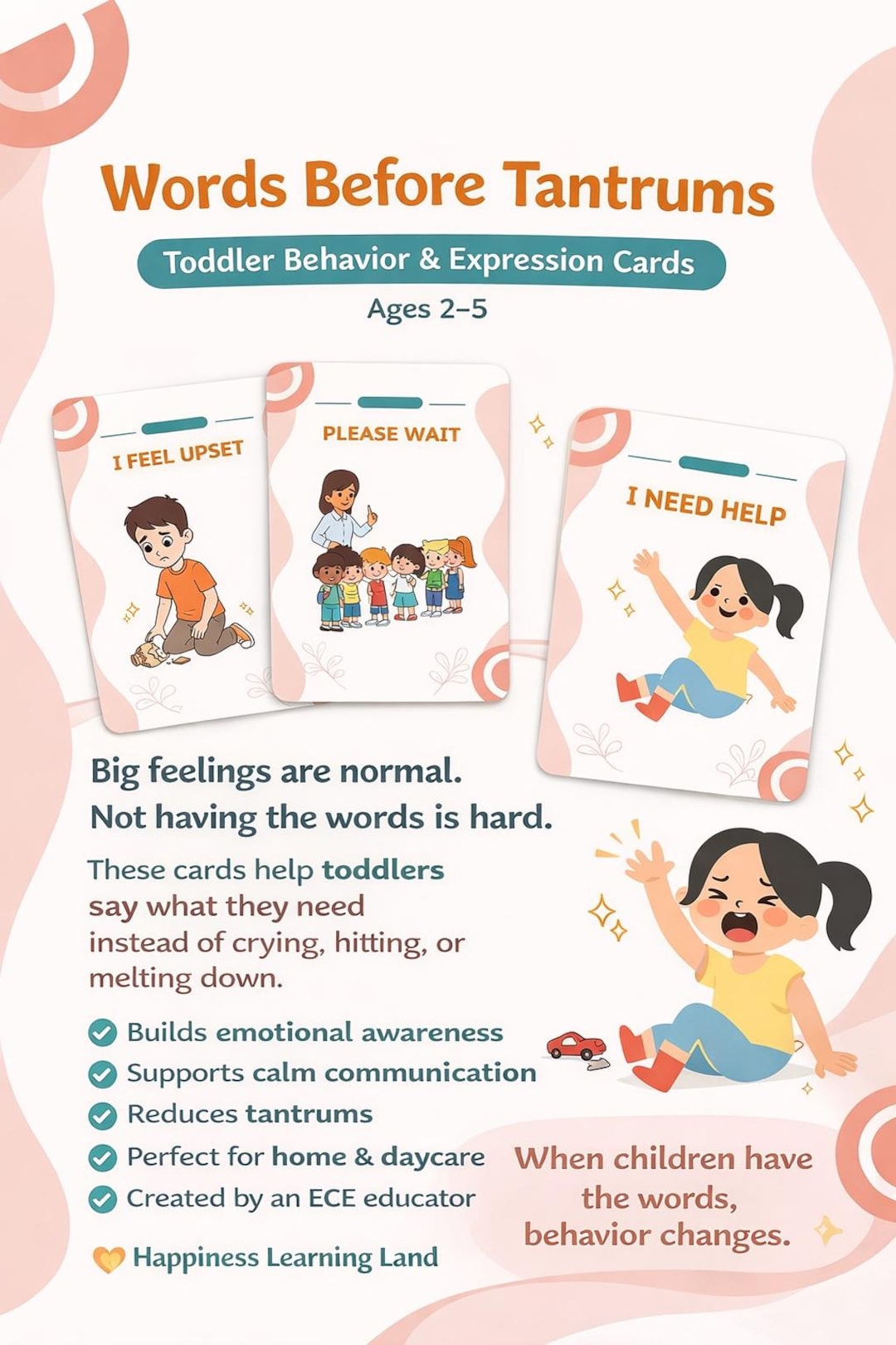 Toddler Behavior & Expression Cards | Calm Communication Flashcards ...