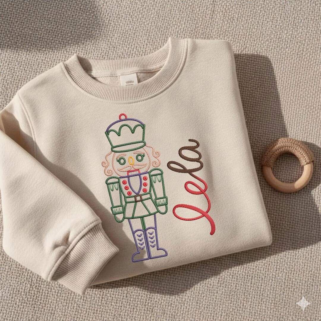 Custom Name Nutcracker Sketch Embroidery Design: Christmas Festive File ...