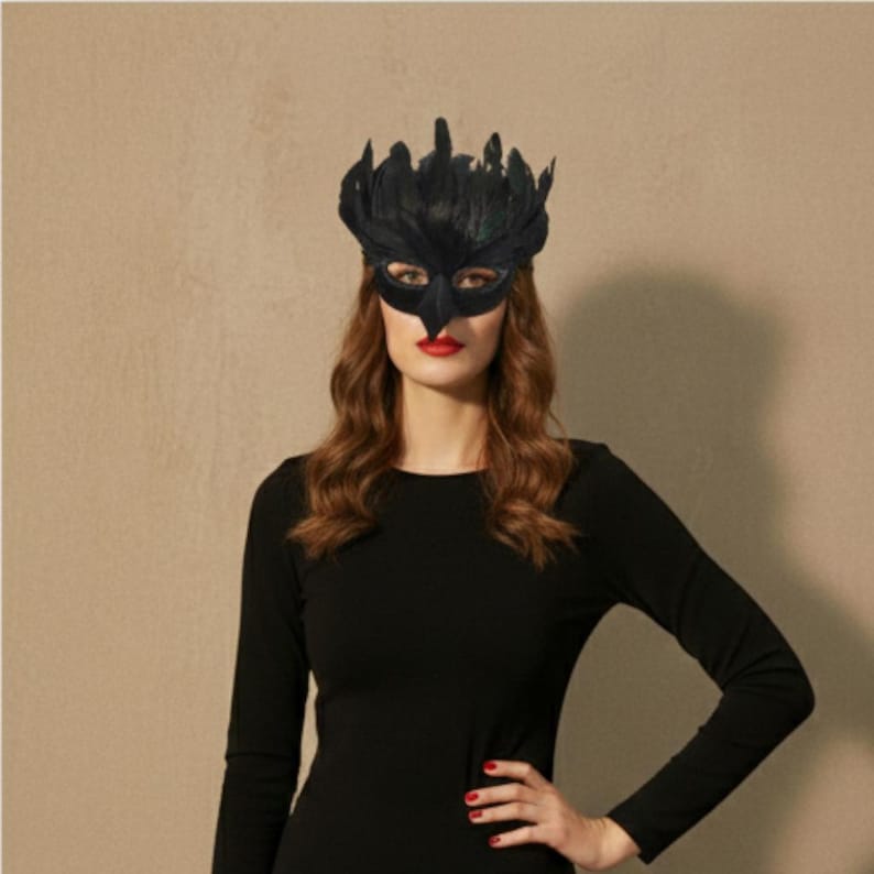 Handmade Raven Feather Masquerade Mask – Gothic Costume Ball - Etsy