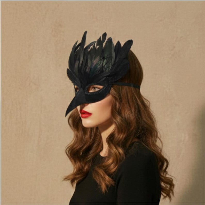 Handmade Raven Feather Masquerade Mask – Gothic Costume Ball - Etsy