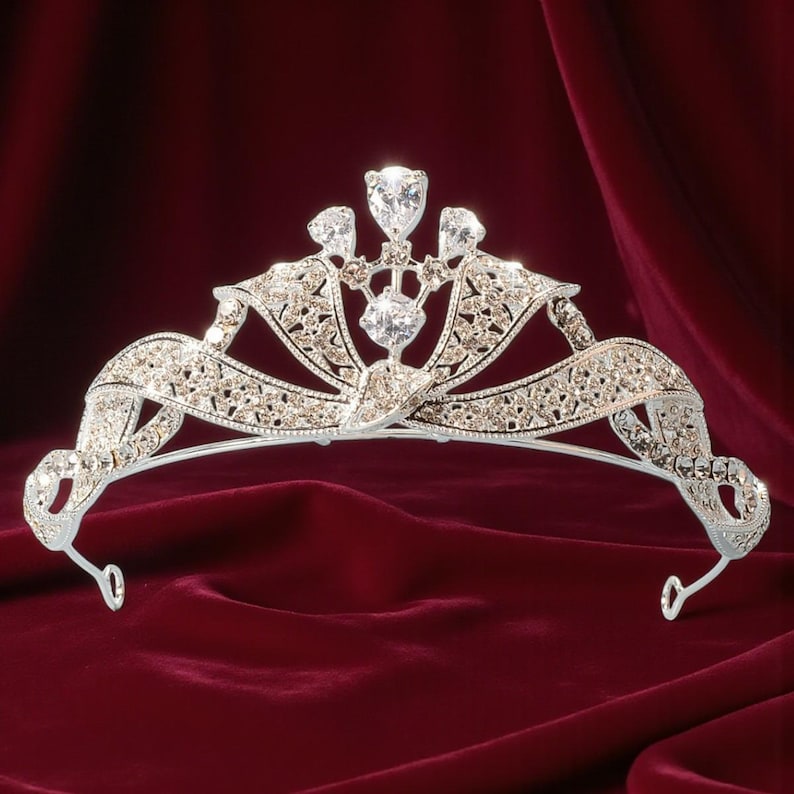 Vintage-inspired Crystal Tiara – Silver Filigree Princess Crown - Etsy