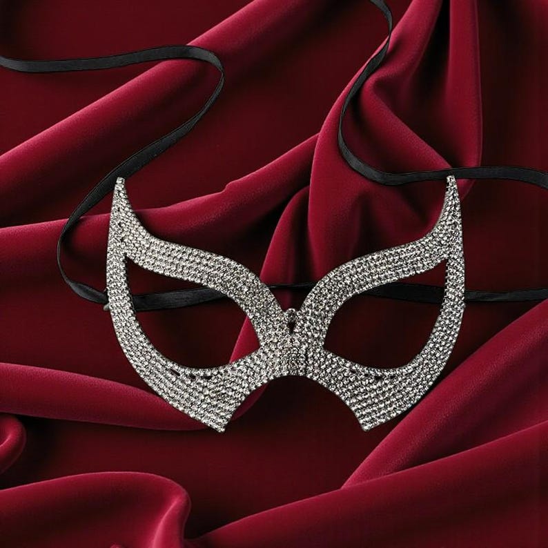 Rhinestone Cat Eye Mask – Futuristic Masquerade Ball Mask - Etsy