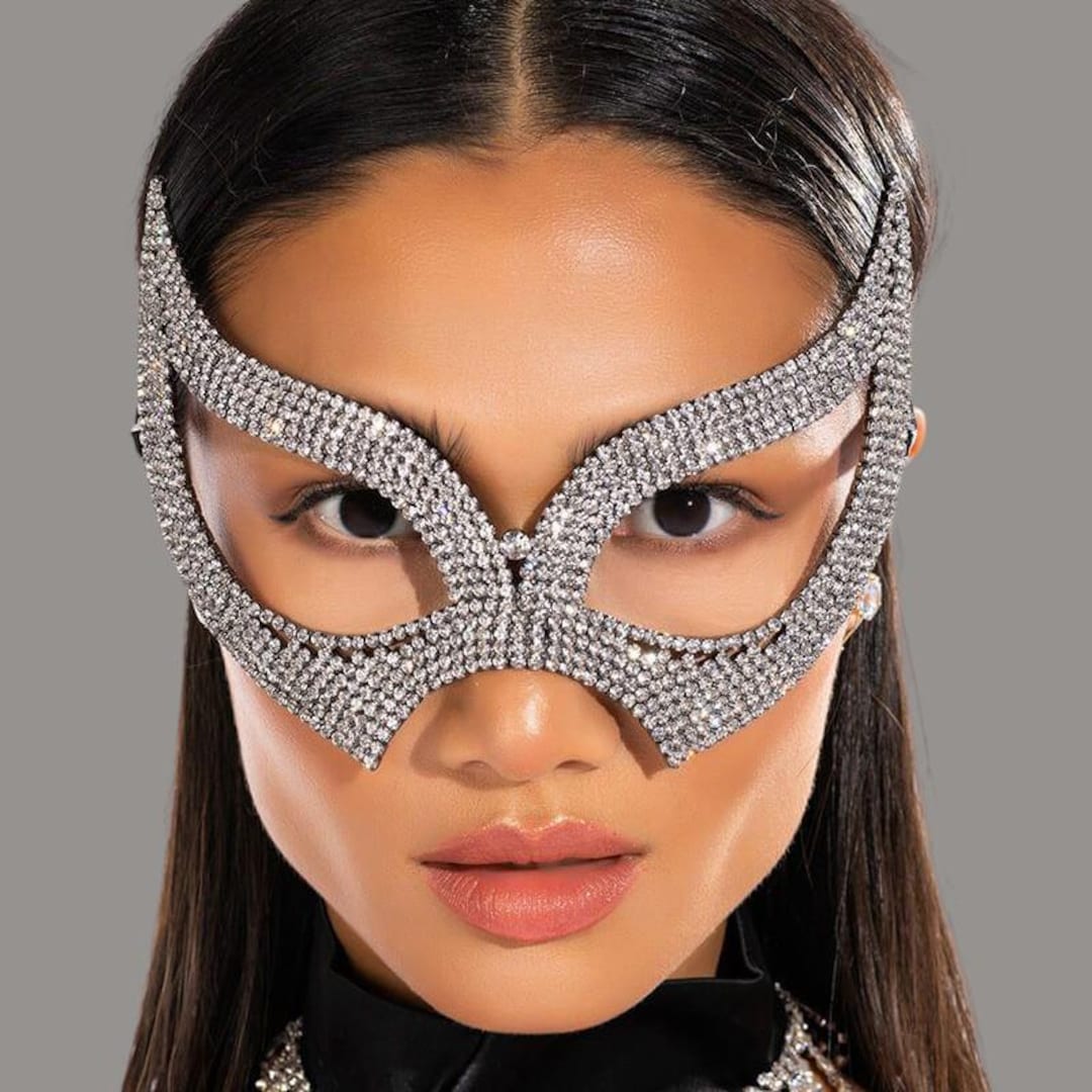 Rhinestone Cat Eye Mask – Futuristic Masquerade Ball Mask - Etsy