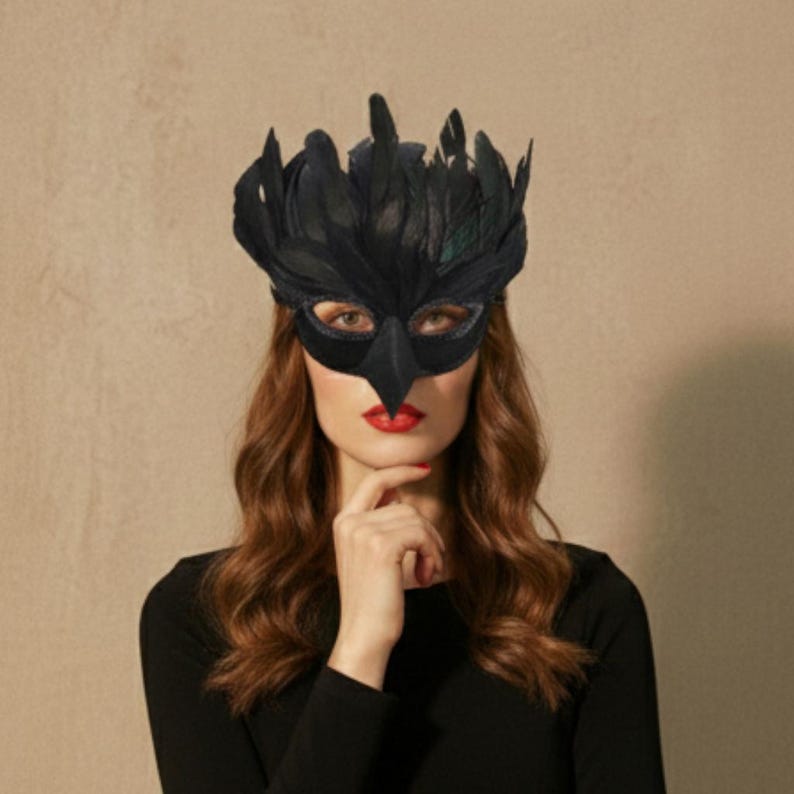 Handmade Raven Feather Masquerade Mask – Gothic Costume Ball - Etsy