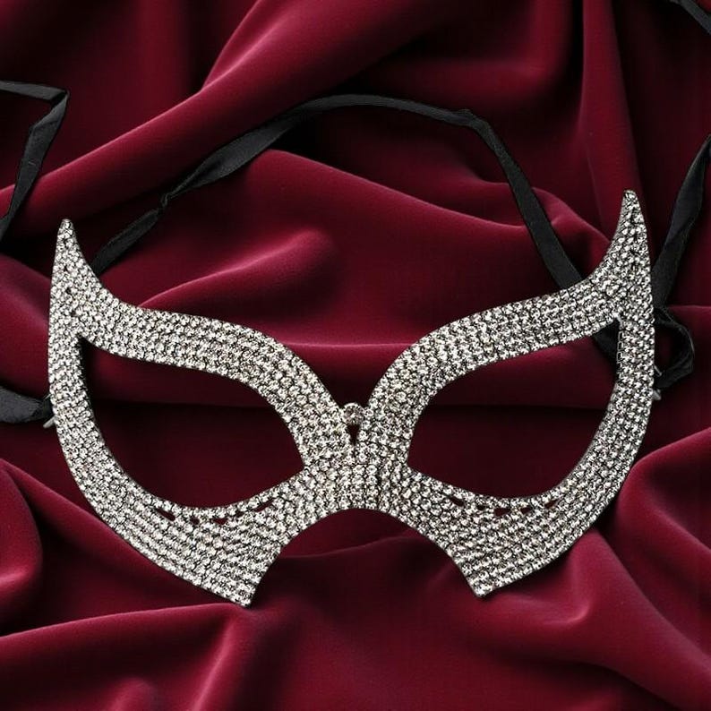 Rhinestone Cat Eye Mask – Futuristic Masquerade Ball Mask - Etsy