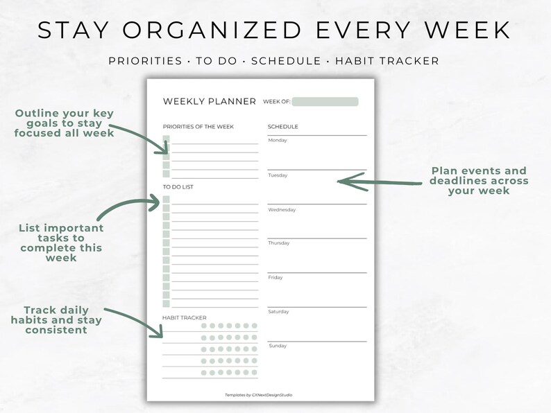 Printable Planner Bundle – Daily, Weekly & Monthly | A4, A5, Letter ...