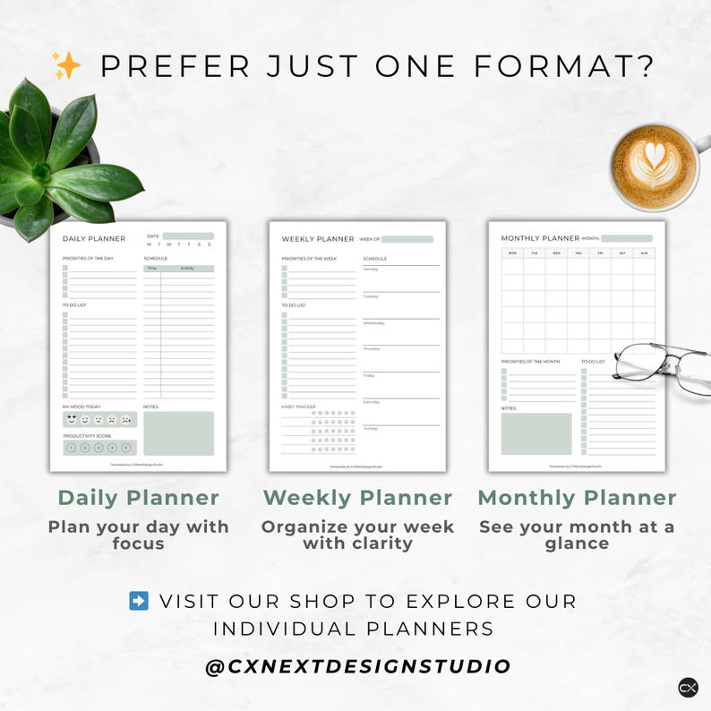 Printable Planner Bundle – Daily, Weekly & Monthly | A4, A5, Letter ...