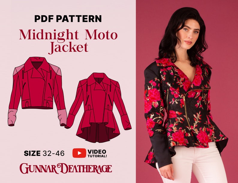 Fashion Moto Jacket Sewing Pattern | INSTANT DOWNLOAD| PDF Pattern ...