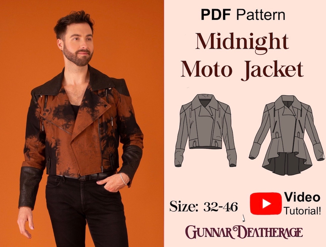 Mens Unisex Fashion Moto Jacket Sewing Pattern | INSTANT DOWNLOAD| PDF ...