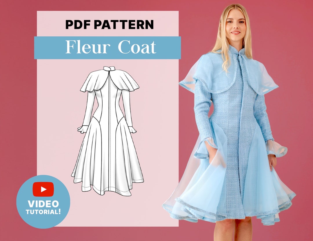 Ladies Fantasy Coat With Cape | US Sizes 00-32 | PDF Sewing Pattern ...
