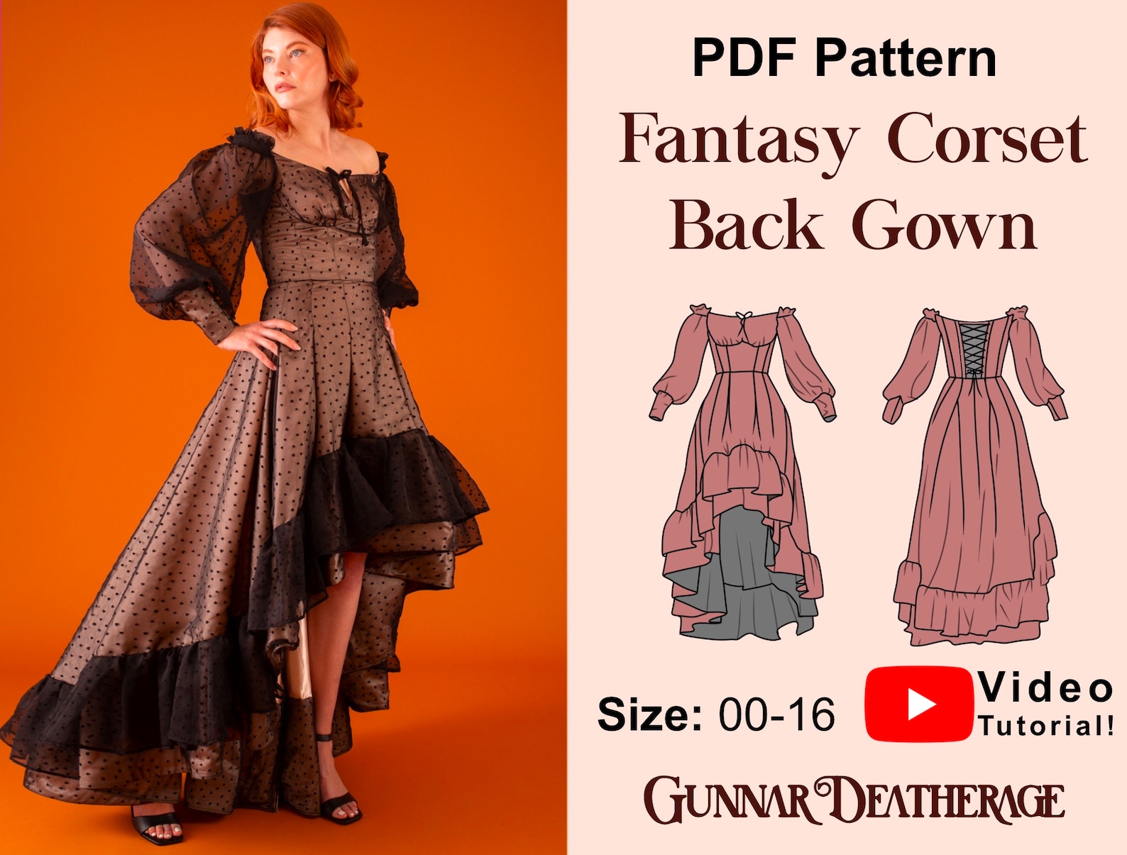Fantasy Dress Sewing Pattern | INSTANT DOWNLOAD | Printable Sewing ...