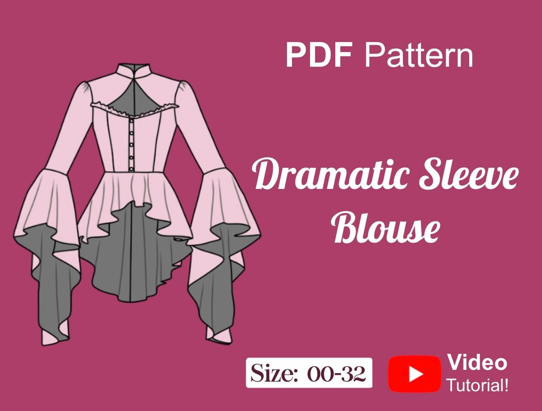 Fantasy Blouse With Dramatic Sleeves DIGITAL DOWNLOAD PDF Sewing ...