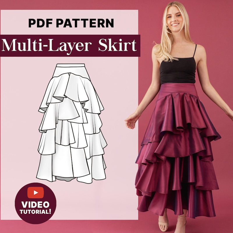 Ruffle Waterfall High Low Maxi Skirt - Etsy