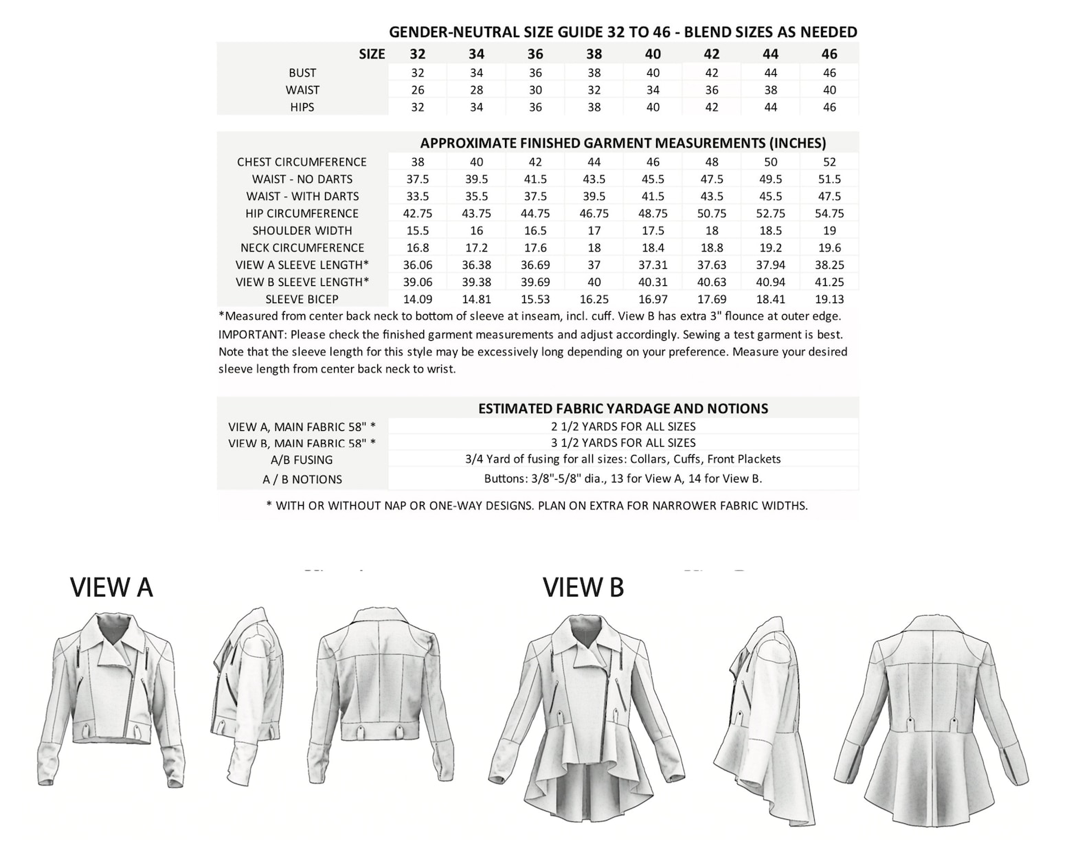 Mens Unisex Fashion Moto Jacket Sewing Pattern INSTANT DOWNLOAD PDF ...