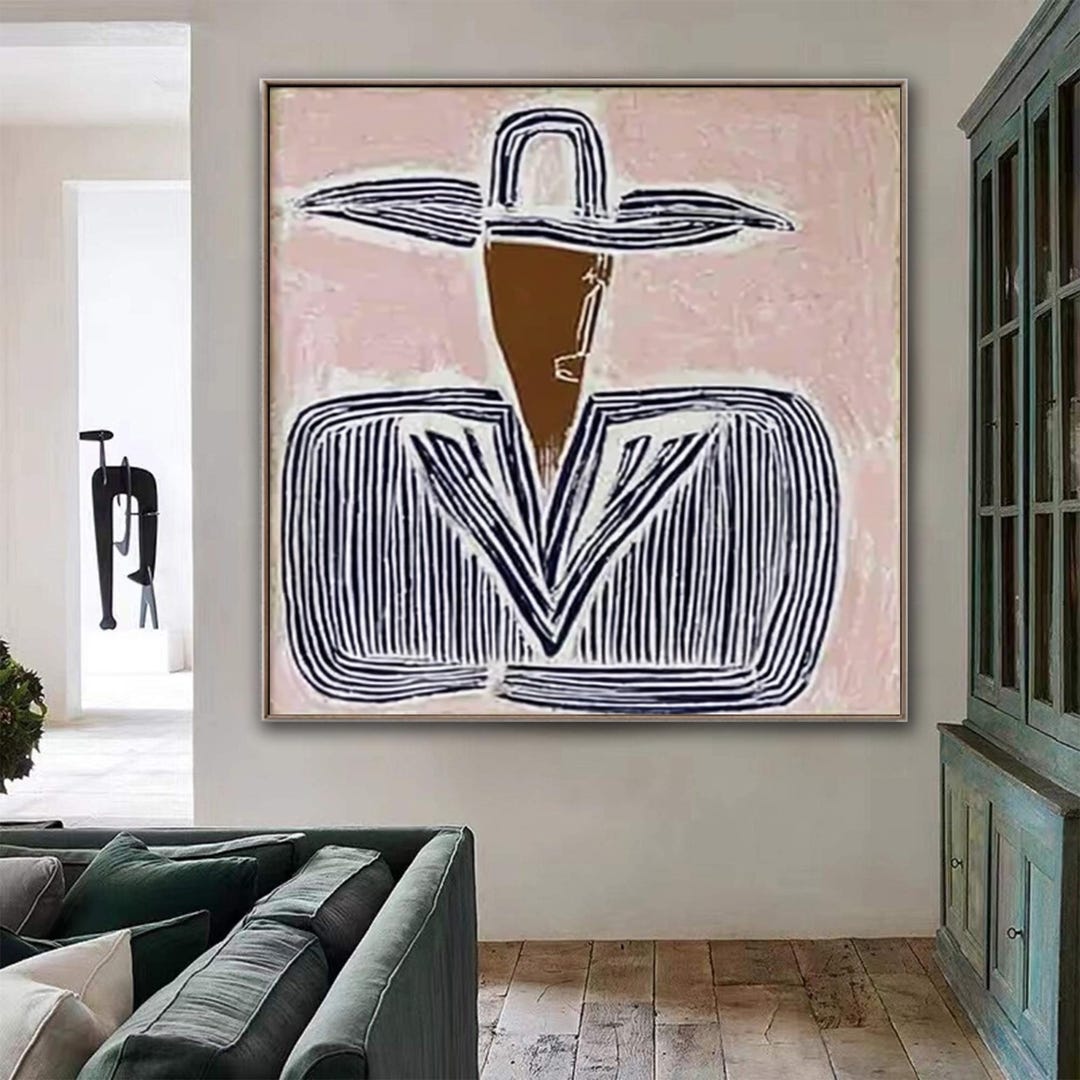 Cowboy Hat Oil Painting: Modern Minimalist Abstract Portrait - Etsy