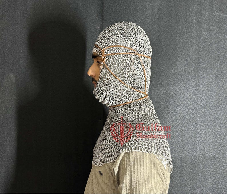 8mm Riveted Flat Ring Chainmail Coif Hood – Handmade Medieval Armor for ...