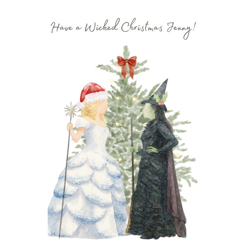 Personalised Wicked Christmas Card Glinda & Elphaba Watercolour Design ...