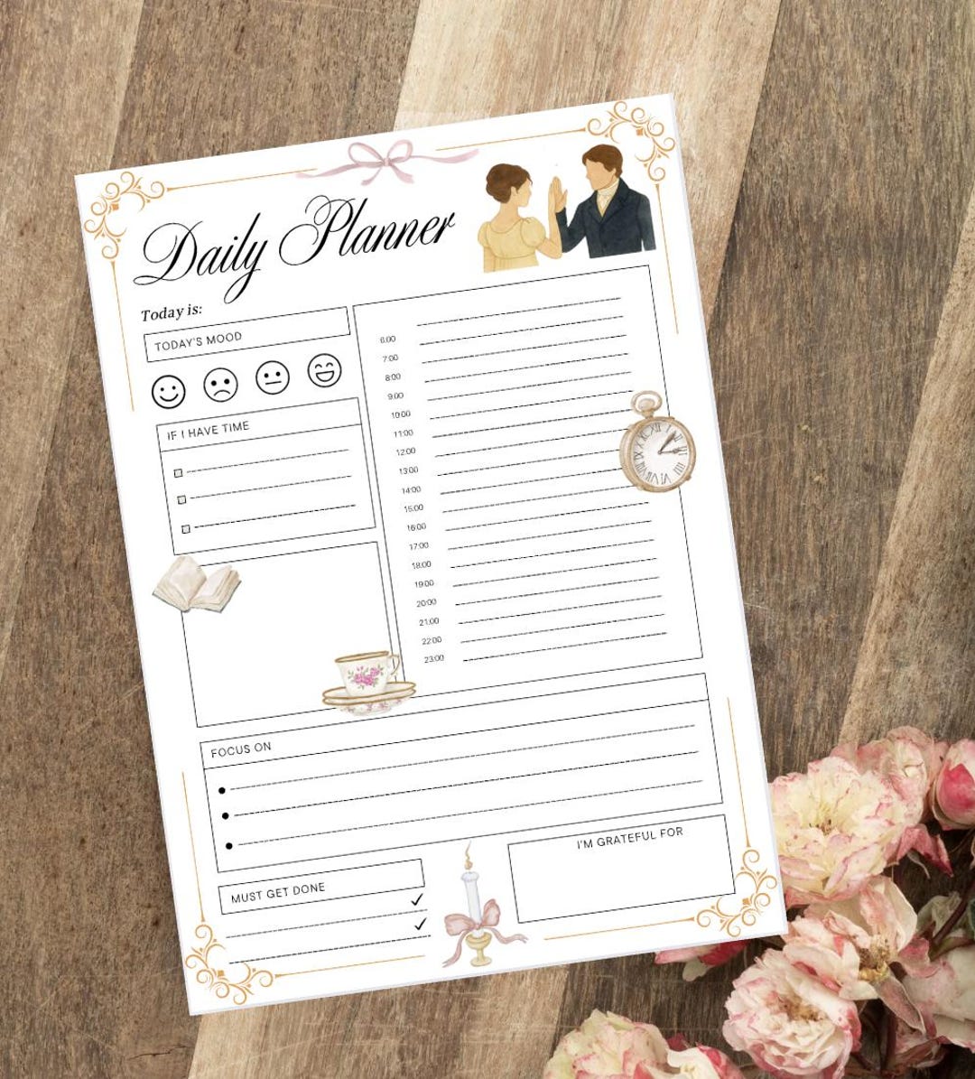 Regency Daily Planner Printable – Jane Austen Inspired Schedule (A4 PDF ...
