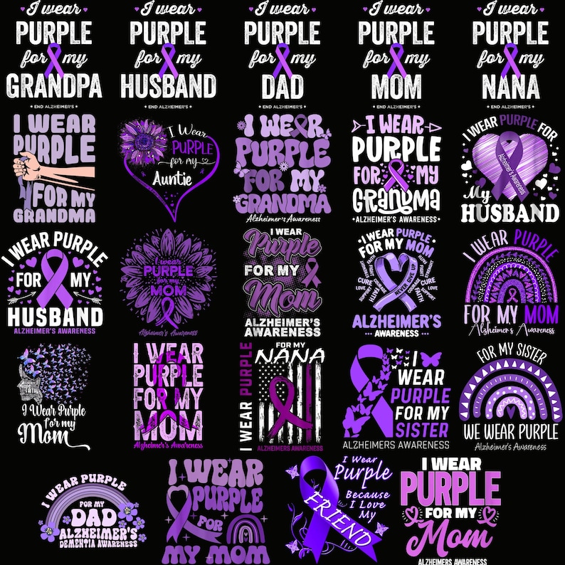 End Alz I Wear Purple for My Grandpa PNG, Alzheimer’s Awareness ...